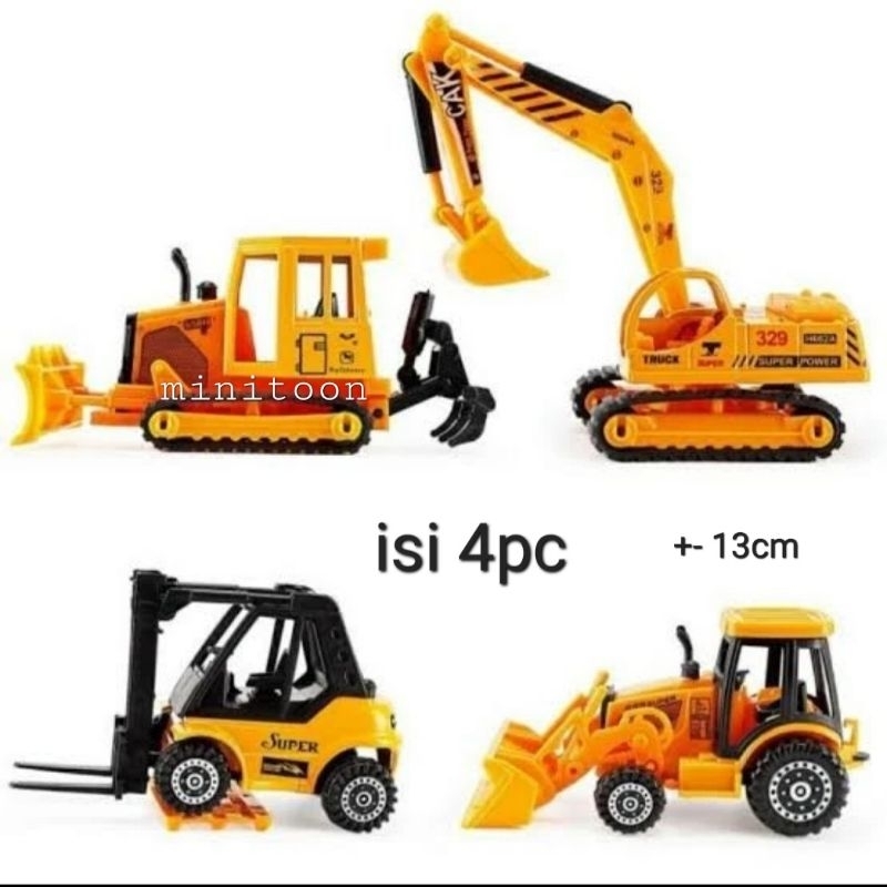 Jual CONSTRUCTION TRUCK Diecast isi 4 Mainan Truk Set Metal Car ...