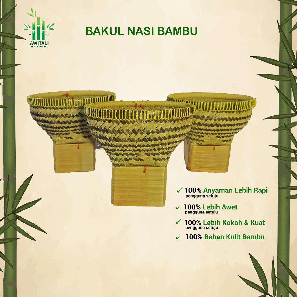 Jual Bakul Nasi Bambu Kecil 1lt Restoran Rumah Makan Wakul Boboko Wadah ...