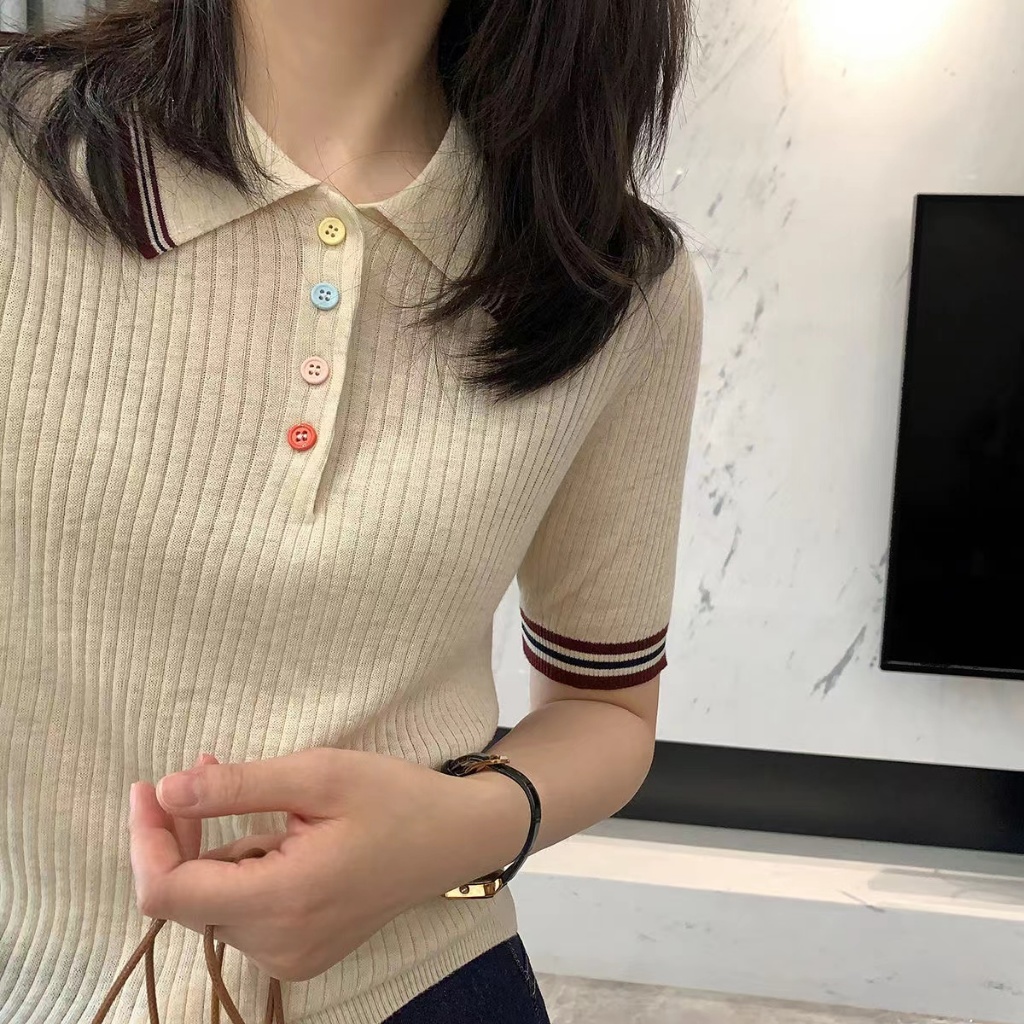 Jual Kersy Top Knit Blouse - Atasan Baju Kerah Rajut Wanita TM | Shopee Indonesia