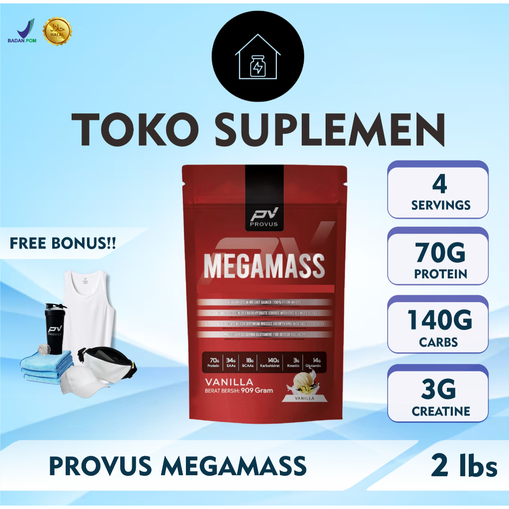 Jual PROVUS PV MEGA MASS 2LBS - MEGAMASS WEIGHT GAINER 2 LBS (900 GRAM ...
