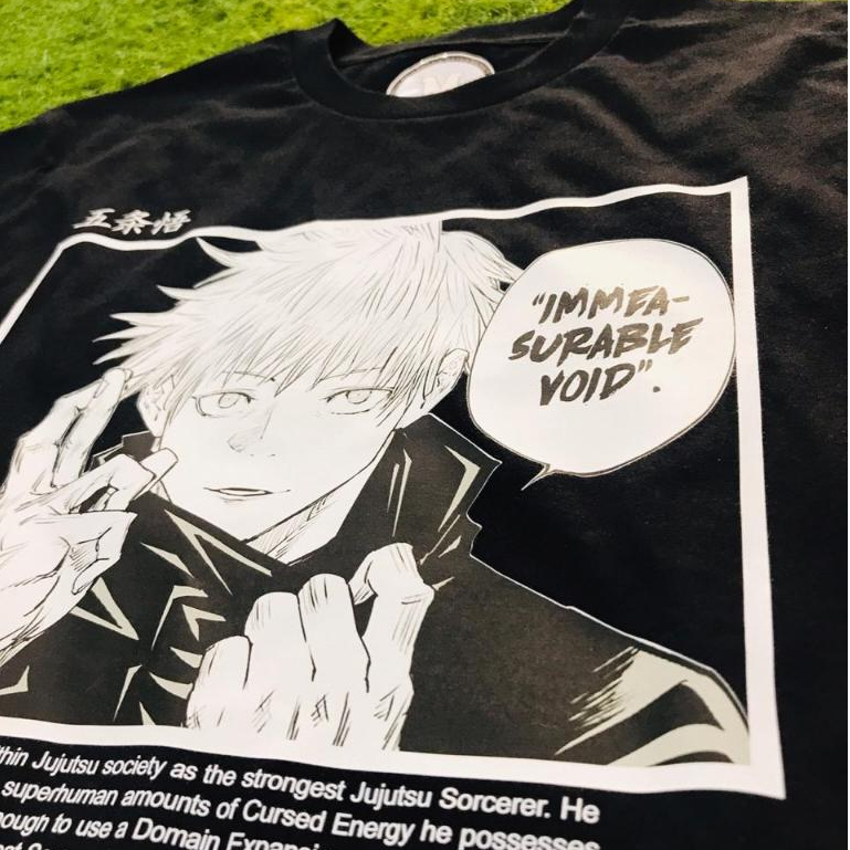 Jual Tshirt Satoru Gojo Void Black Jujutsu Kaisen Kaos JJK Yowaimo Kiko ...