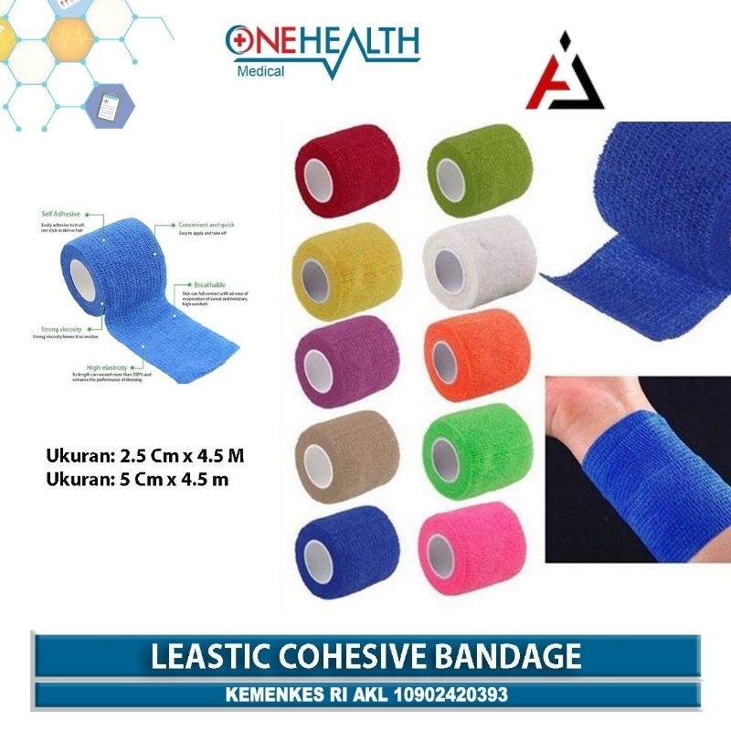 Jual Onehealth Cohesive Bandage 2.5cm x 4.5m Finger Tape Perban Elastis ...