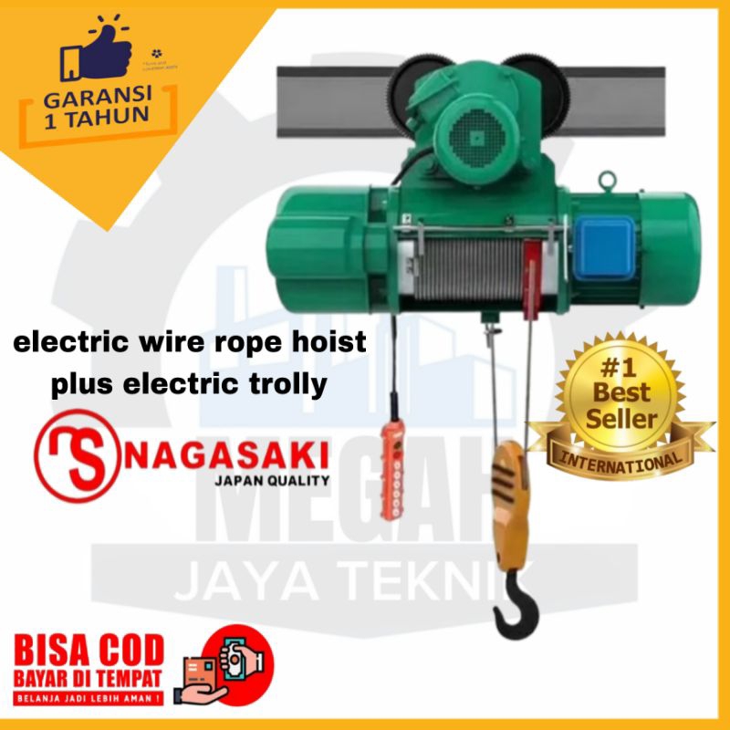 Jual ELECTRIC WIRE ROPE HOIST KAPASITAS 5 TON 12 MTR 380V/3 PHASE PLUS ...