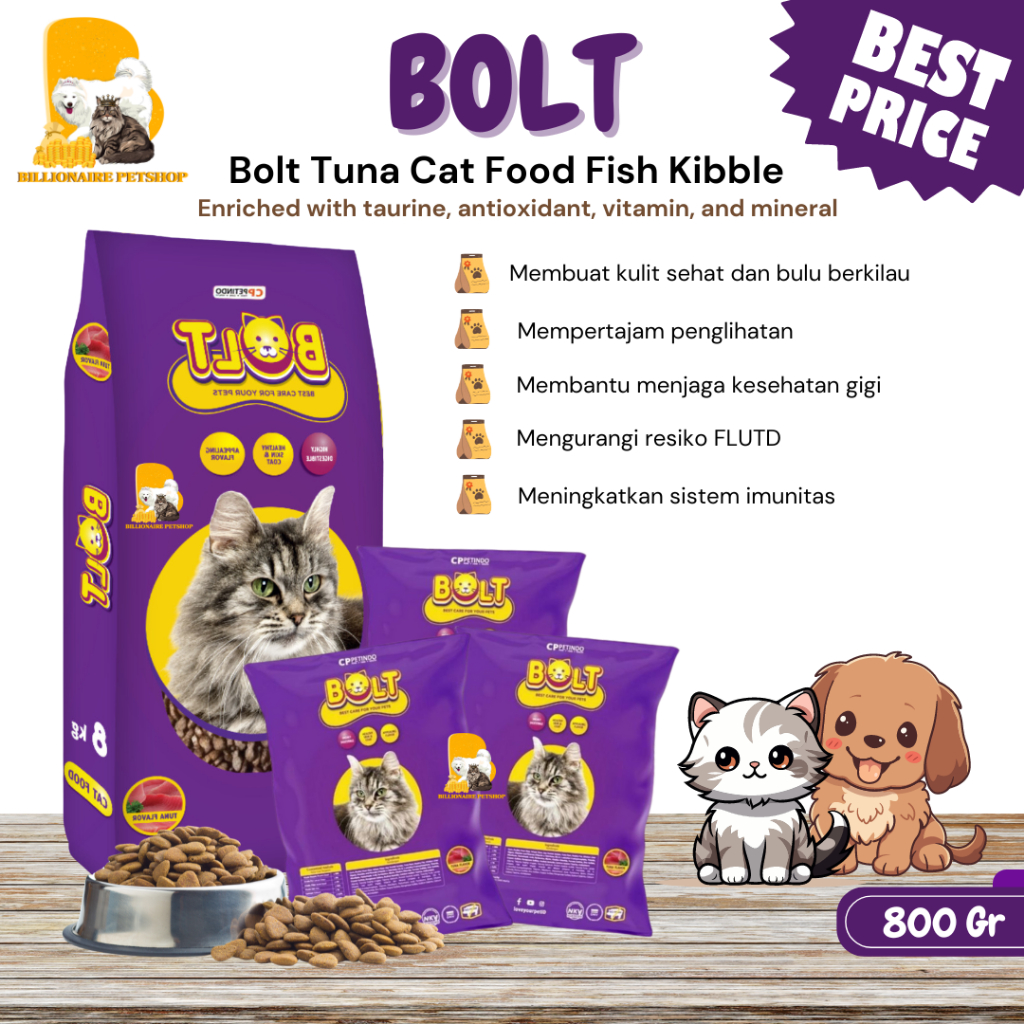 Jual Bolt Tuna Dry Adult Cat Food 800 gr Makanan Kering Kucing Dewasa ...