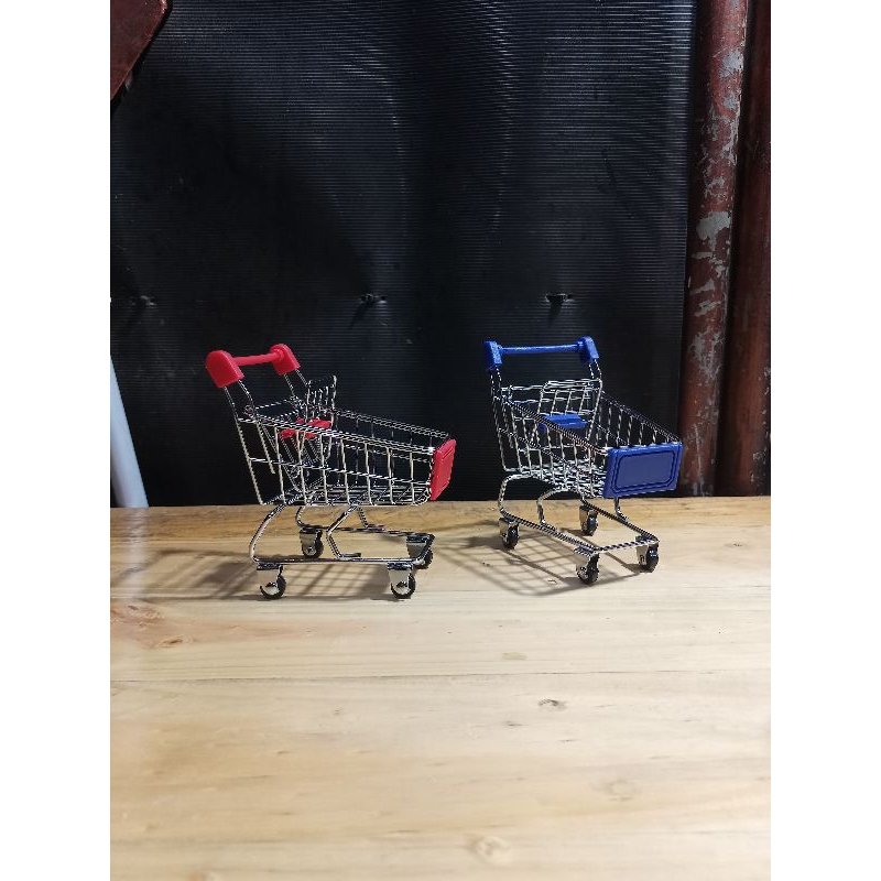 Jual Miniatur Mainan Troley Keranjang Dorong Supermarket material Besi ...