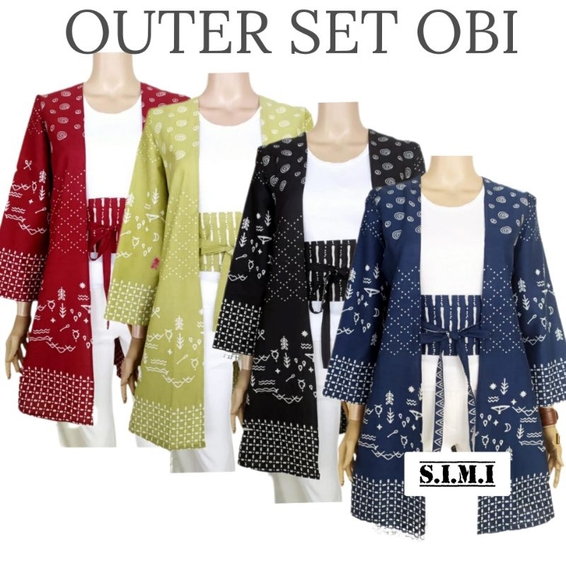 Jual SIMIFASHION Premium Long Outer Batik Solo Kimono Red Series ...