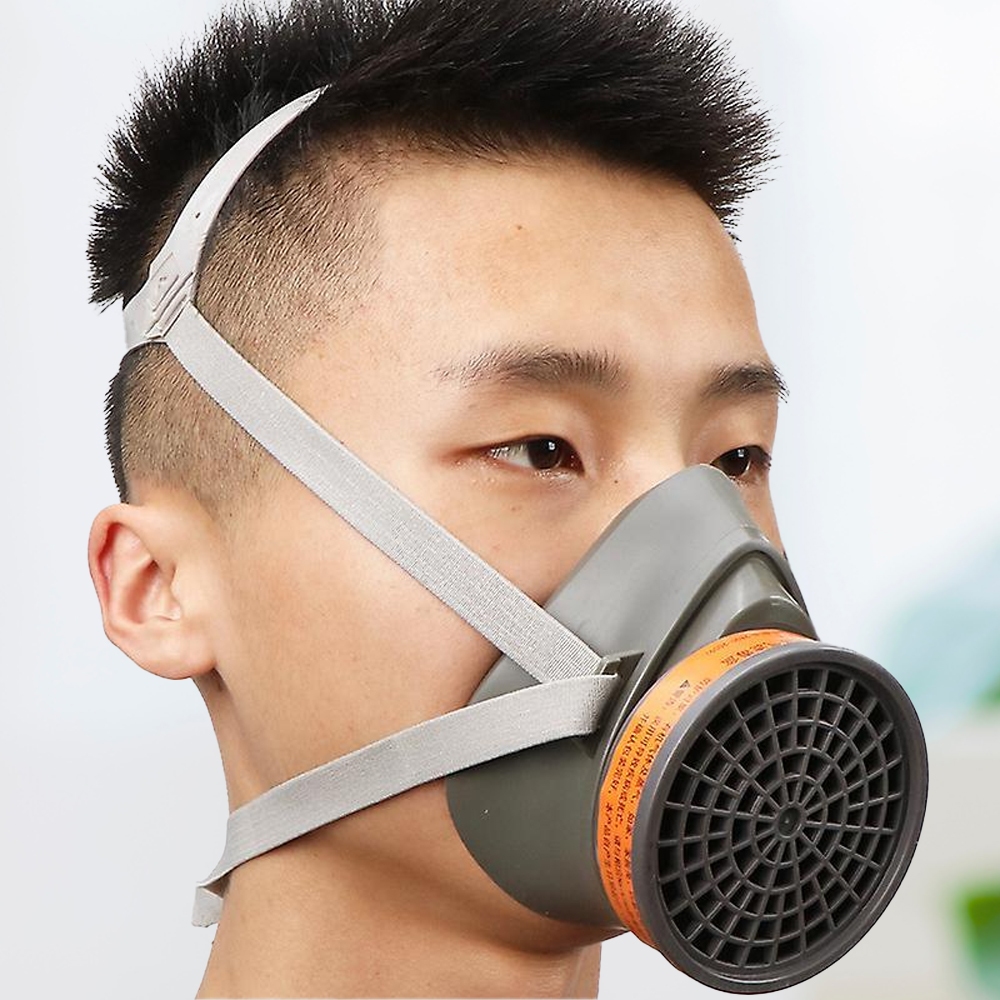 Jual Masker Gas Respirator Safety Half Face Mask Industrial Set Carbon ...