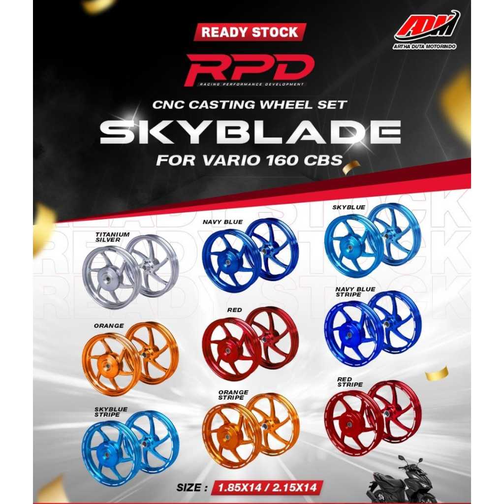 Jual Velg RPD CNC Casting SKYBLADE Vario 160 CBS (185/215x14 inch ...