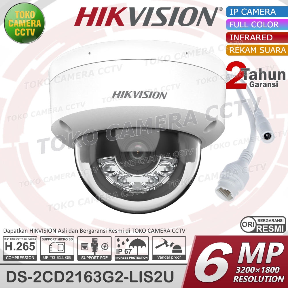 Jual IP CAMERA 6MP HIKVISION DS-2CD2163G2-LIS2U KAMERA DOME ACUSENSE AUDIO SMART LIGHT | Shopee ...