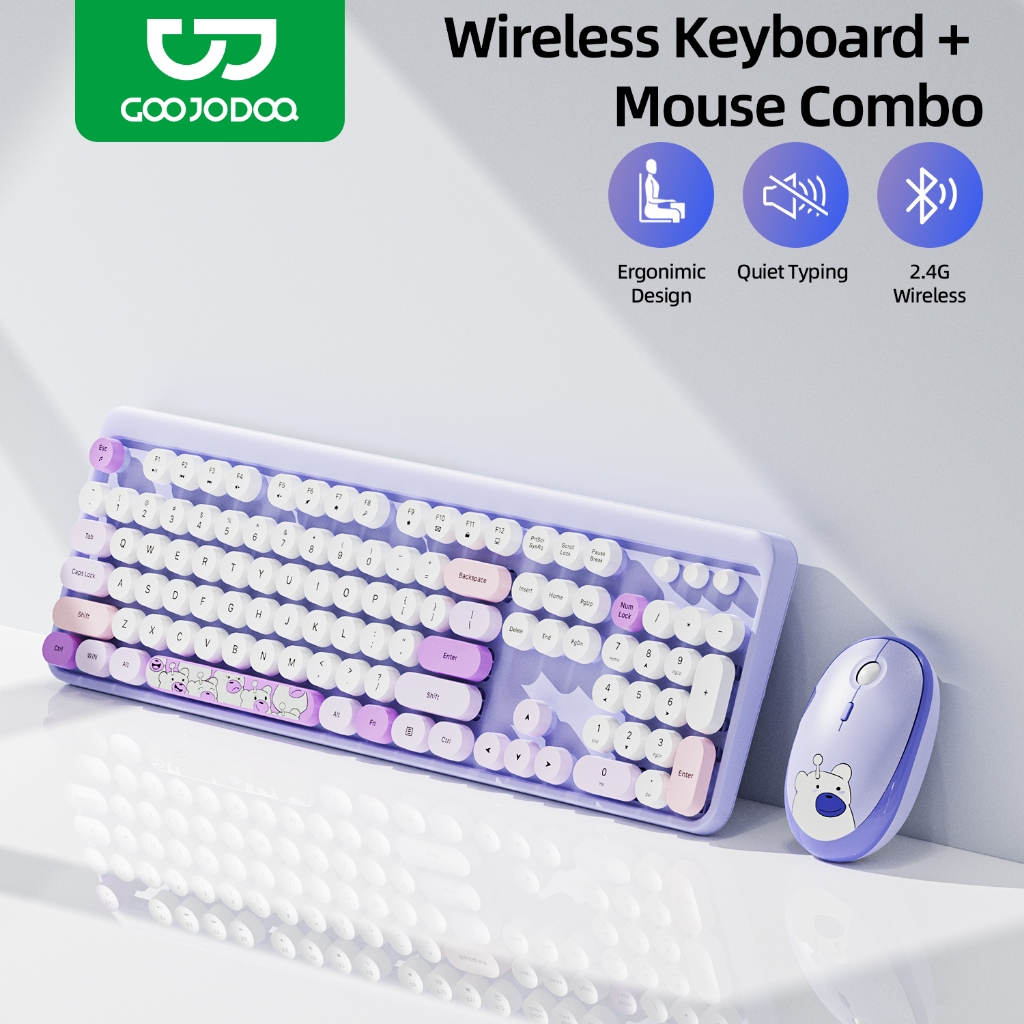 Jual Goojodoq 2.4G Wireless Keyboard Mouse Set papan ketik senyap ...