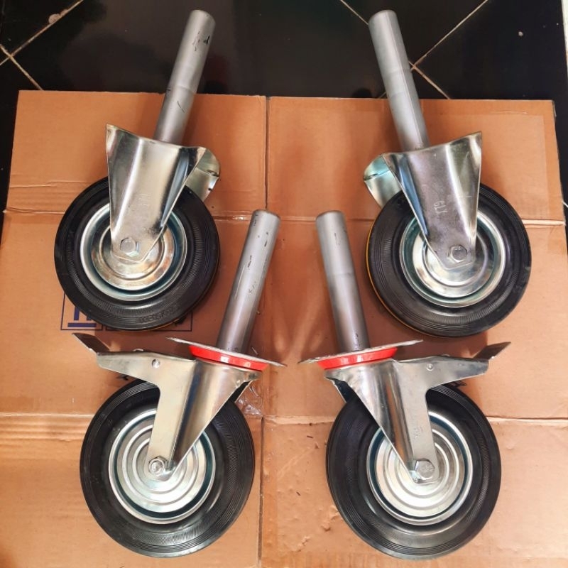 Jual Roda scaffolding 8" inch karet satuan roda perancah steger esteger ...