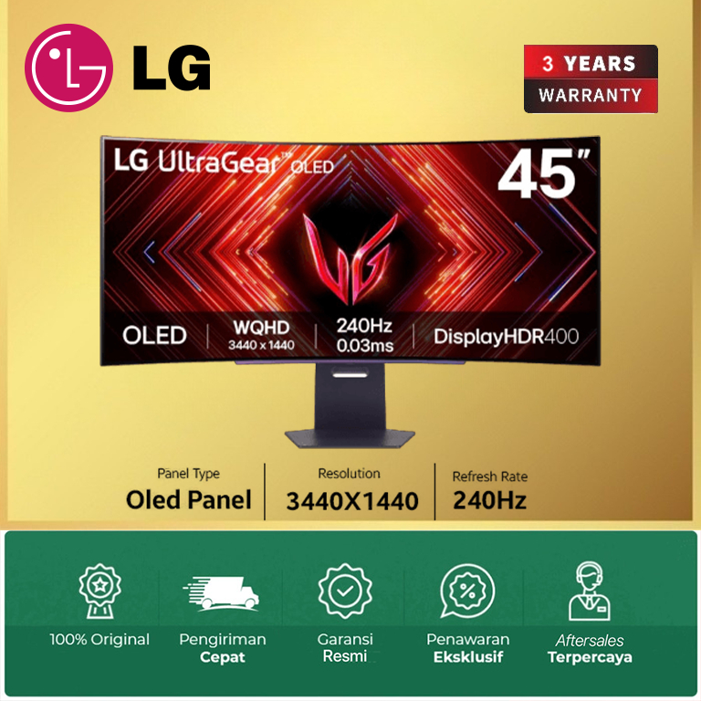 Jual Monitor LED LG UltraGear OLED 45GS95QE-B Gaming - Curved WQHD ...