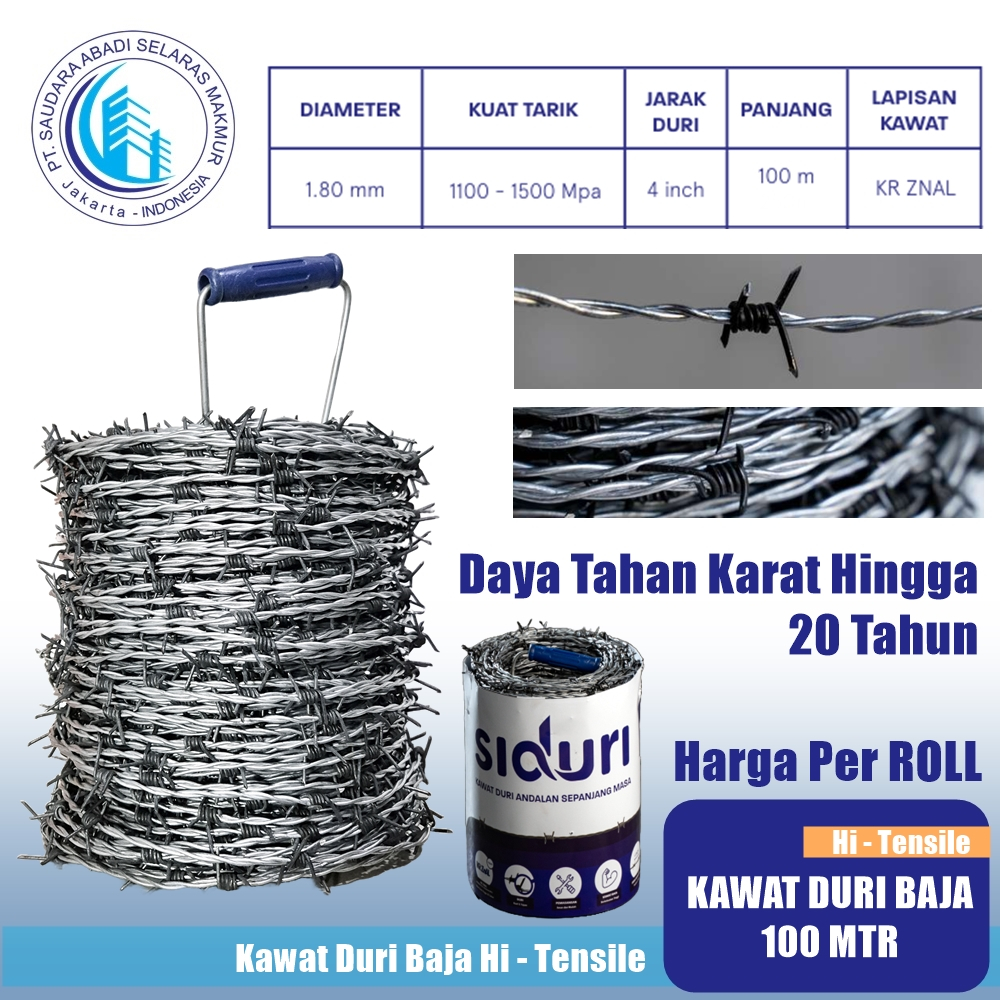 Jual Kawat duri baja hi tensile 100 meter | Shopee Indonesia