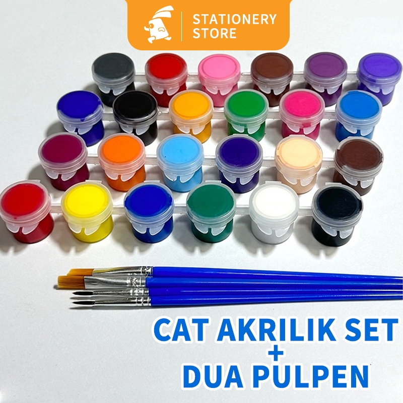 Jual cat akrilik set+Dua pulpen/cat lukis akrilik 6-12 Warna/cat ...