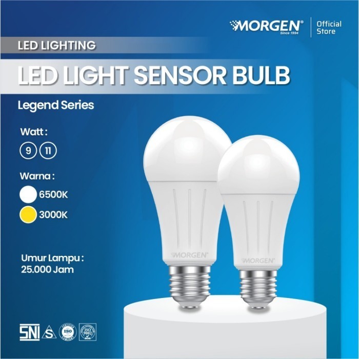 Jual MORGEN LAMPU BOHLAM LED LIGHT SENSOR BULB LEGEND 11W 6500K ...