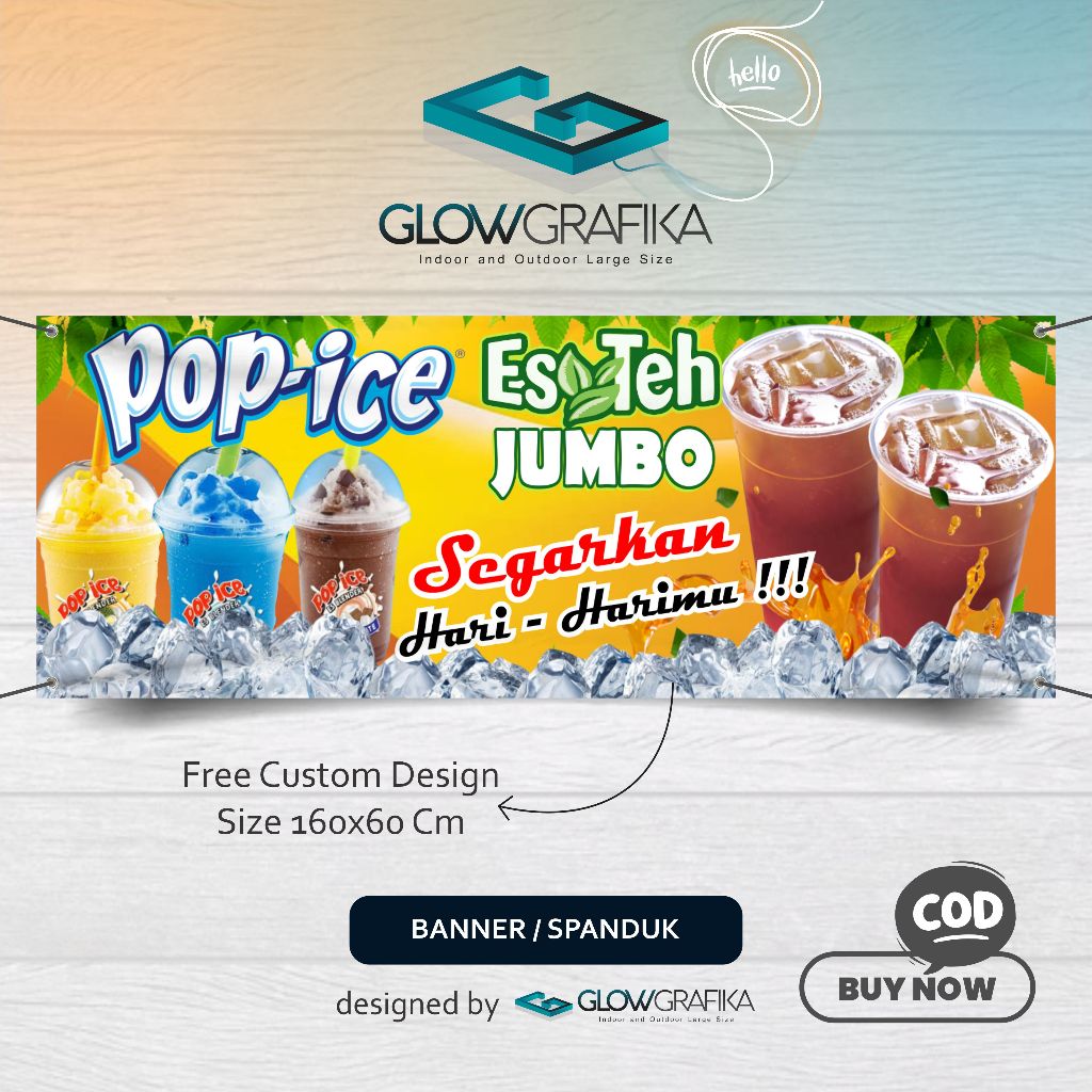 Jual Cetak Spanduk Banner Pop Ice ES Teh Jumbo | Shopee Indonesia