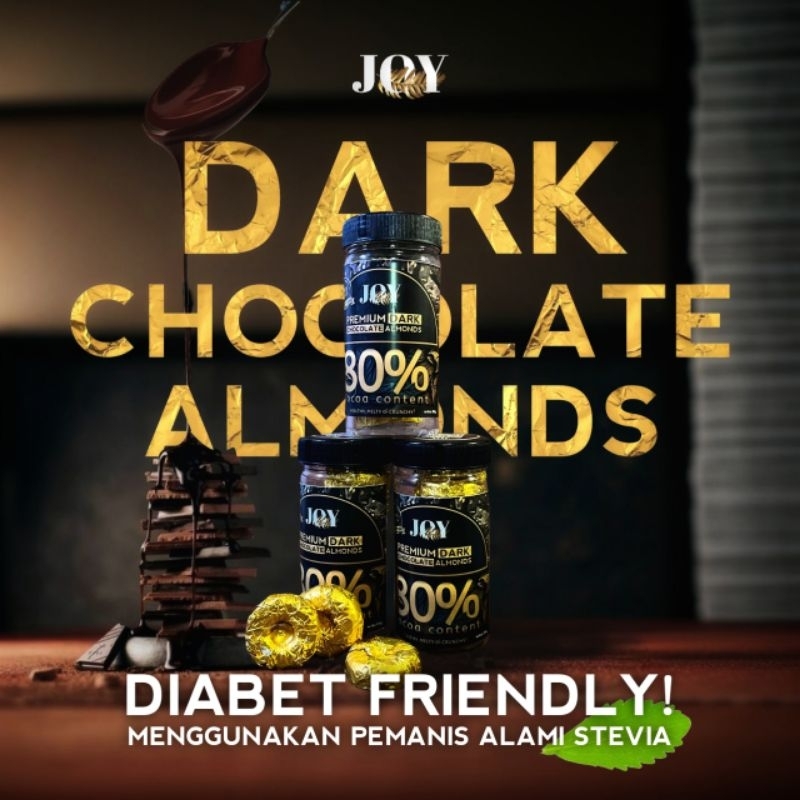 Jual Dark chocolate almonds 80% less sugar with stevia. cemilan sehat ...