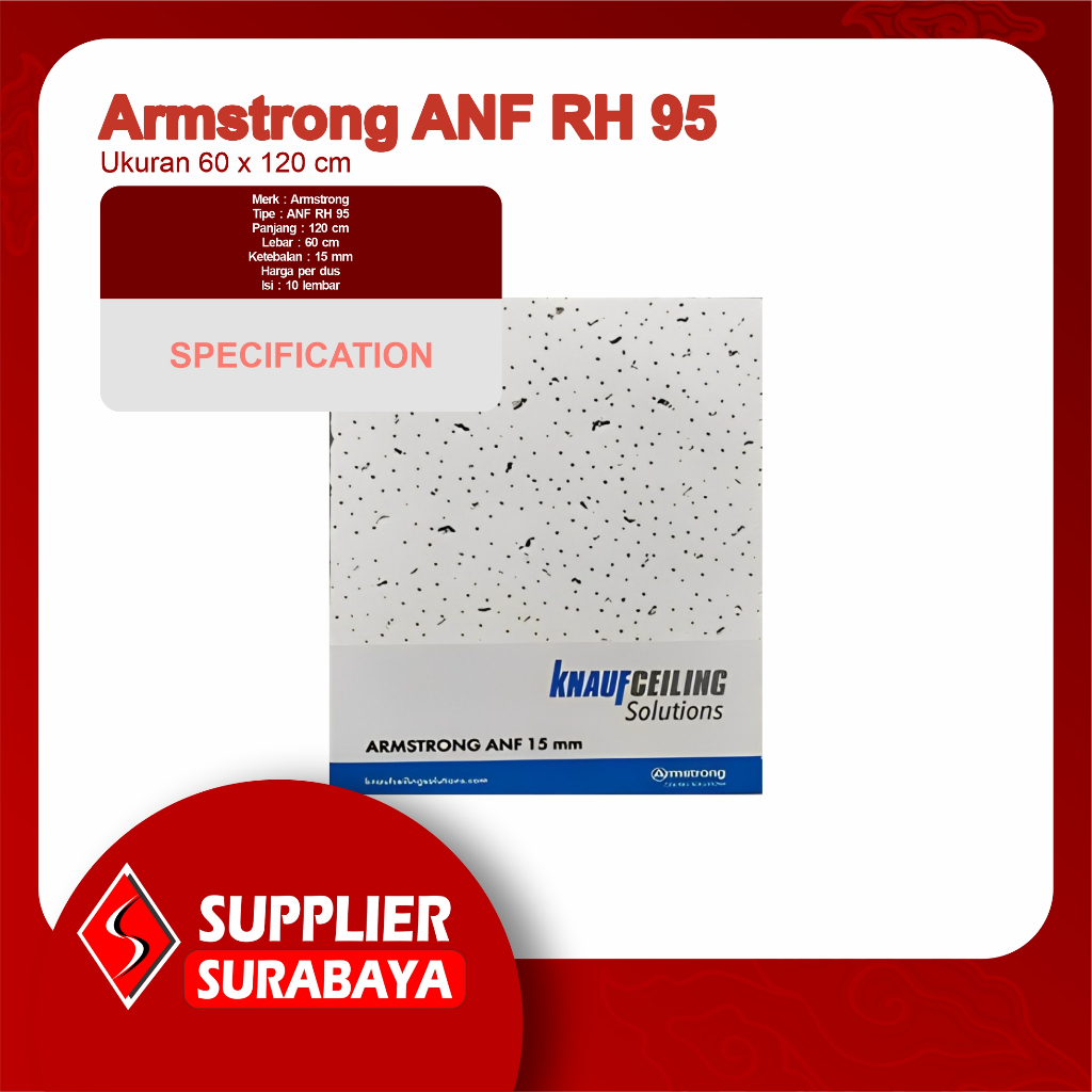 Jual DUS ARMSTRONG ANF RH 95 / Papan Plafon Akustik Armstrong ANF RH 95 Ukuran 60X120cm / PLAFON ...