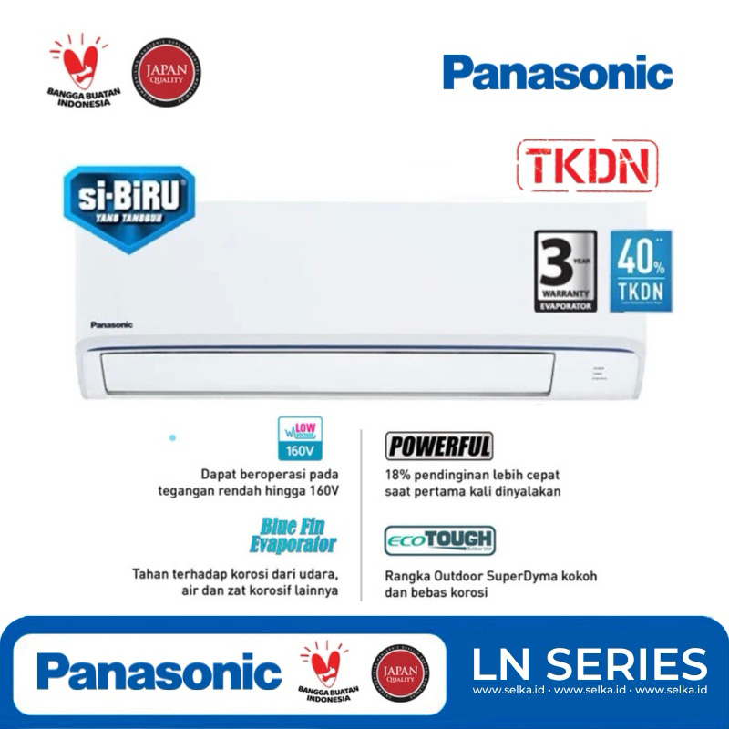 Jual AC PANASONIC CS-LN9WKJ SI-BIRU AC SPLIT 1 PK STANDARD - PUTIH ...