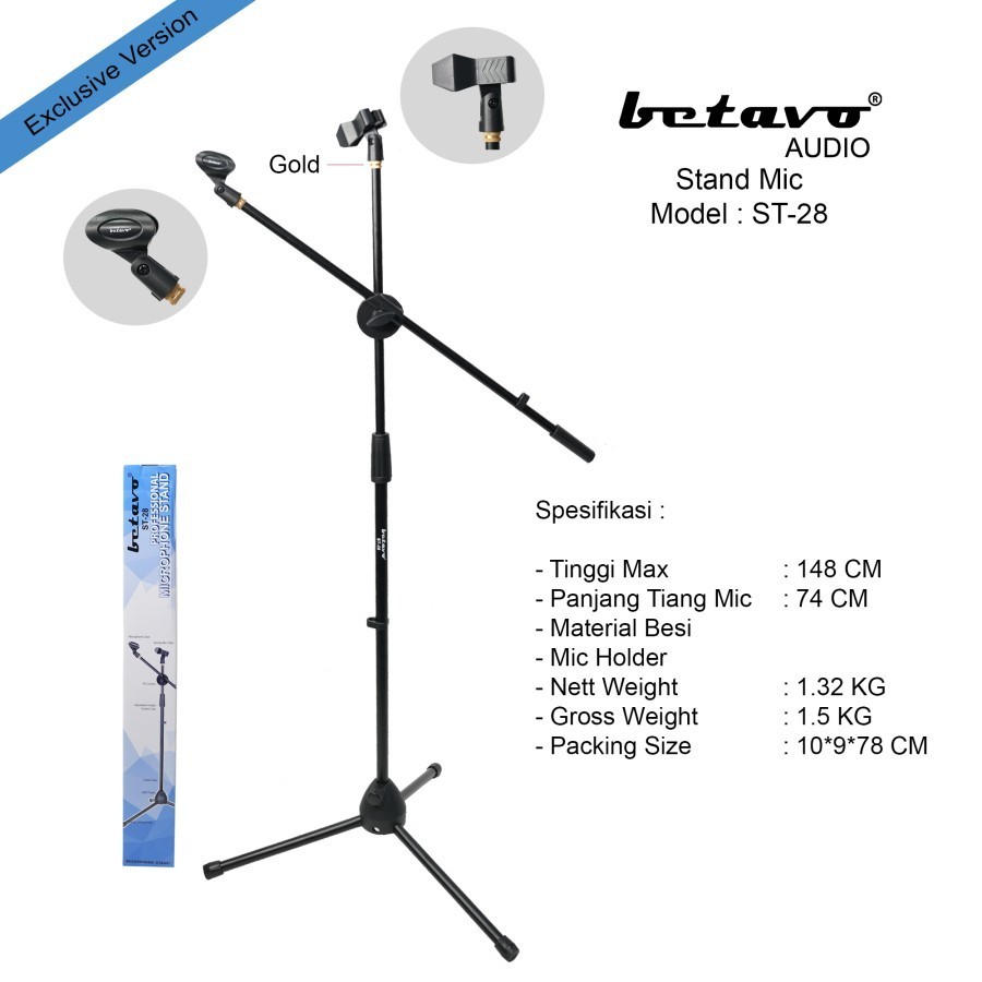 Jual Betavo ST-28 Stand Mic Berdiri Tiang Microphone | Shopee Indonesia