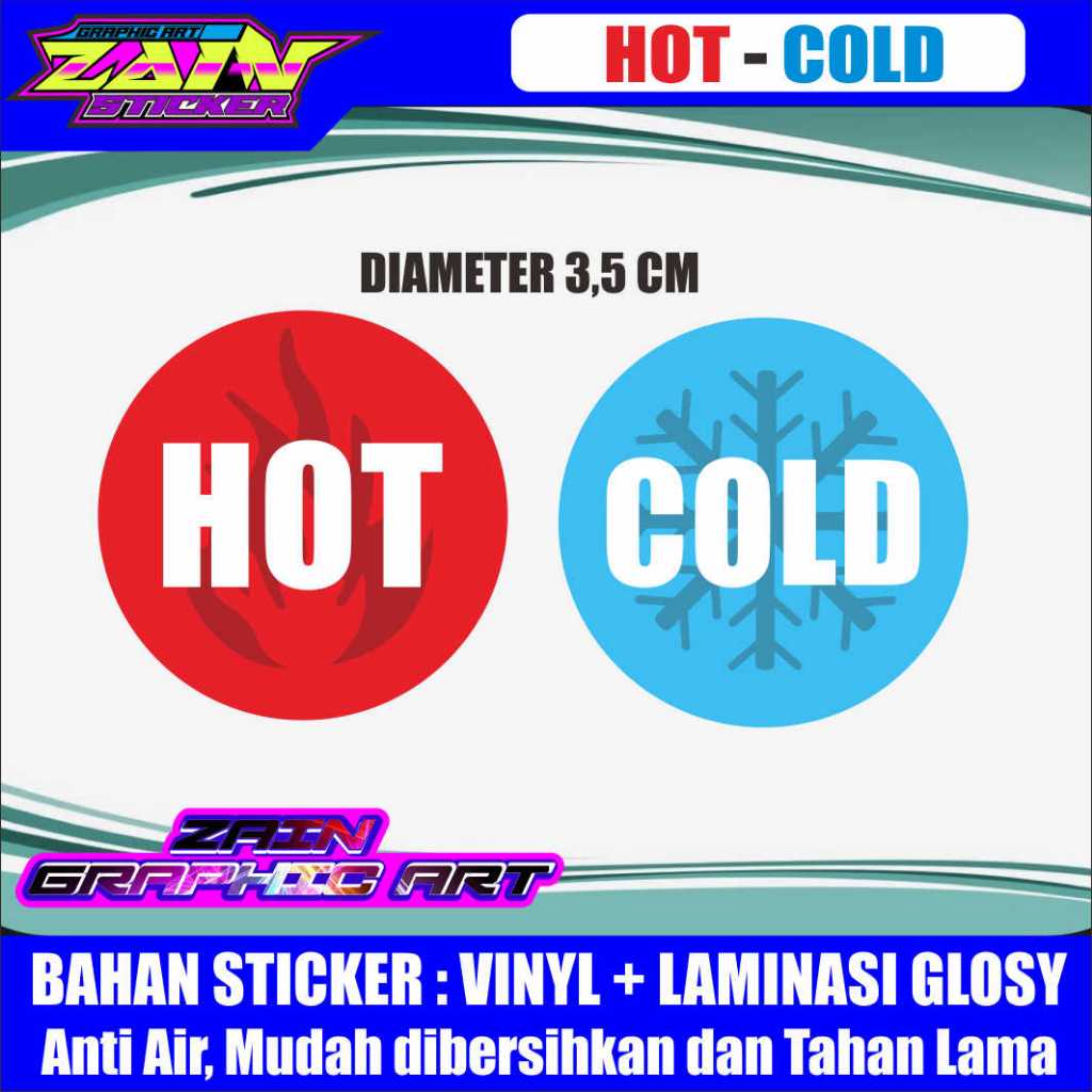Jual stiker vinyl anti air / waterprof HOT & COLD BULAT (DIJUAL ...