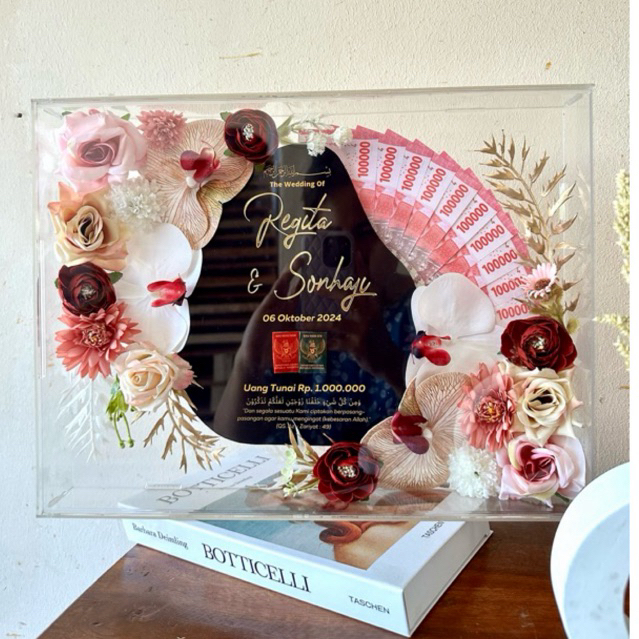 Jual Bingkai mahar pernikahan akrilik 30x40/ Bingkai mahar transparan ...