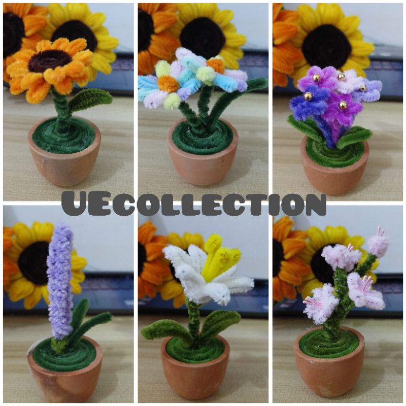 Jual PIPE CLEANER bunga kawat mini Pot bunga terakota 1 souvenir dan ...
