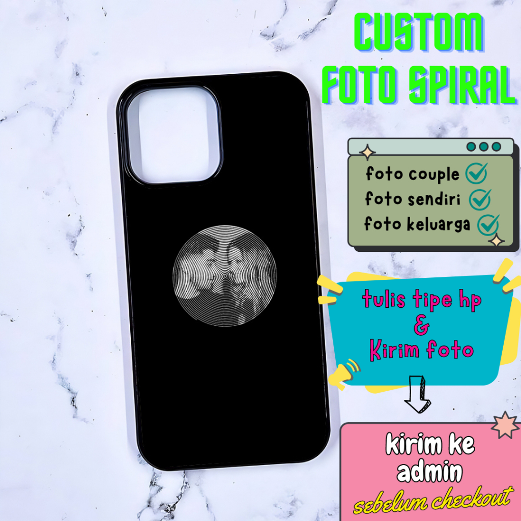 Jual (RJ167) Case Custom Foto Spiral Glossy Aesthetic Casing Request ...