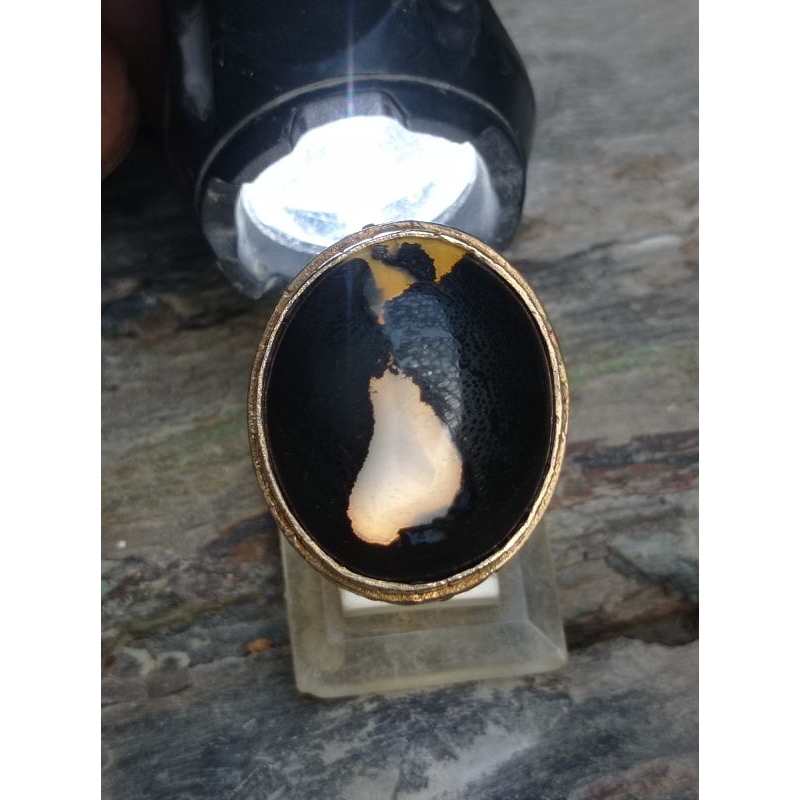 Jual Cincin batu akik natural fosil kelor motif gambar kantong Semar ...