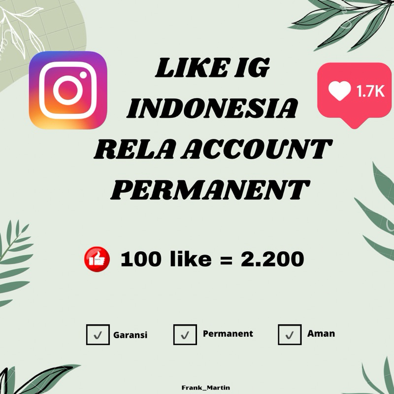 Jual Like Instagram Indonesia Permanent like IG indo permanent No drop ...
