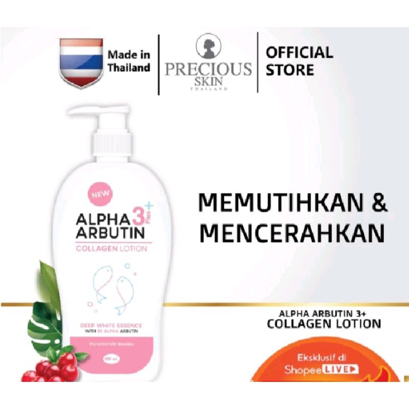 Jual (NEW &READY) Precious Skin Alpha Arbutin 3 Plus Collagen Whitening Lotion 500ml | Shopee ...