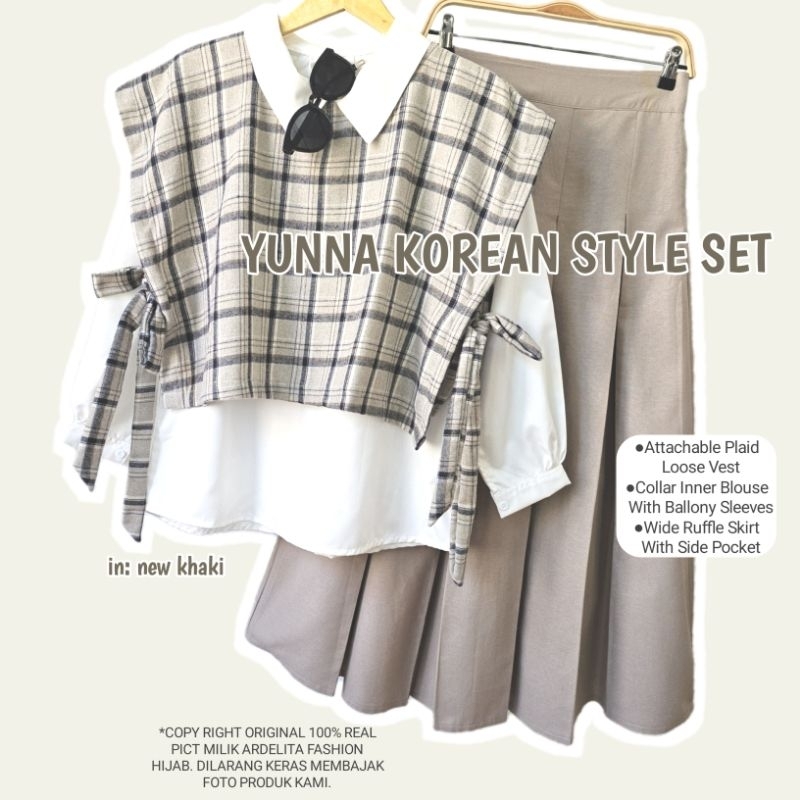 Jual ARDELITA - Yunna 3IN1 Set Korean Style Hijab OOTD Remaja Wanita Dewasa Keren Kekinian ...