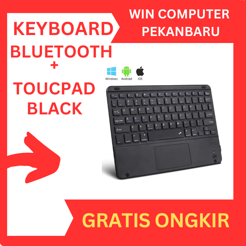 Jual keyboard bluetooth with touchpad warna black multifungsi bs buat ...