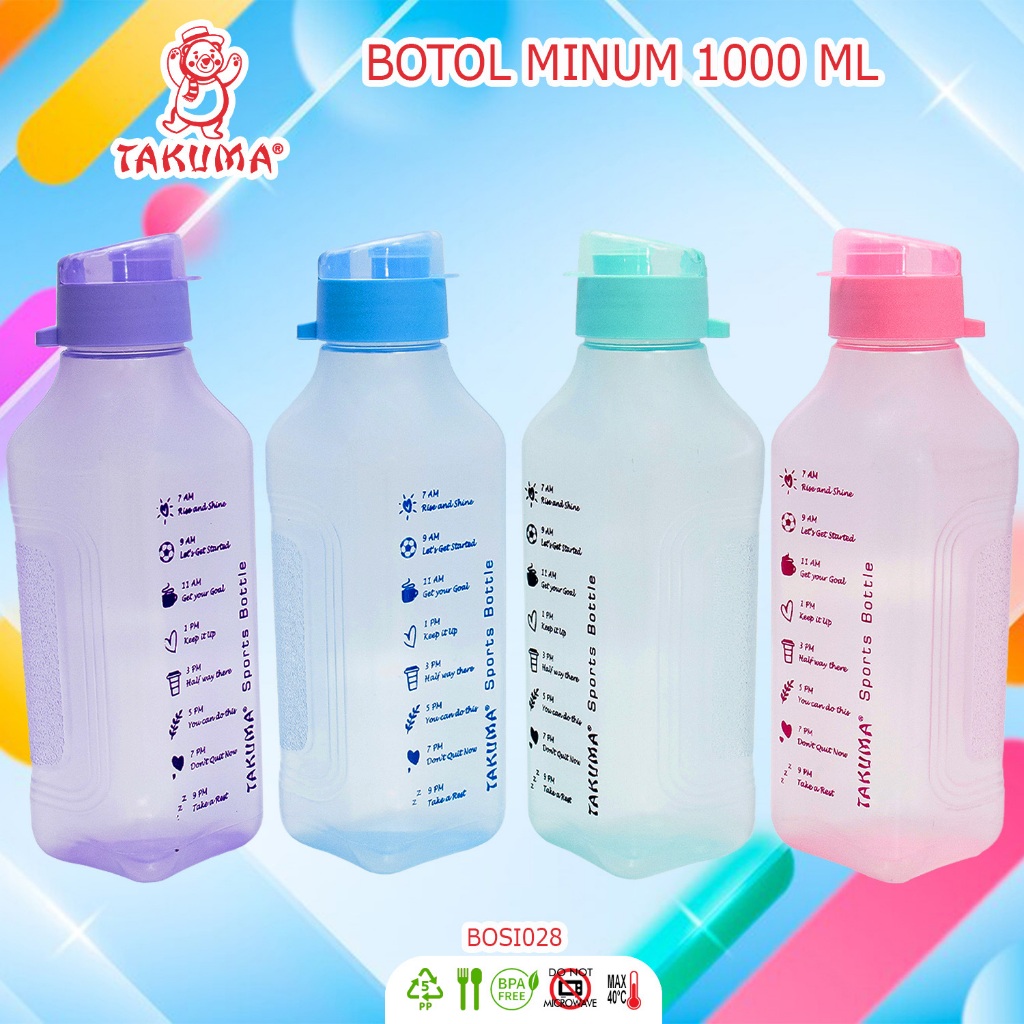 Jual ( 6 PCS ) Botol Minum Segi 1000ml / Botol Segi Gambar BOSI028 1LT ...