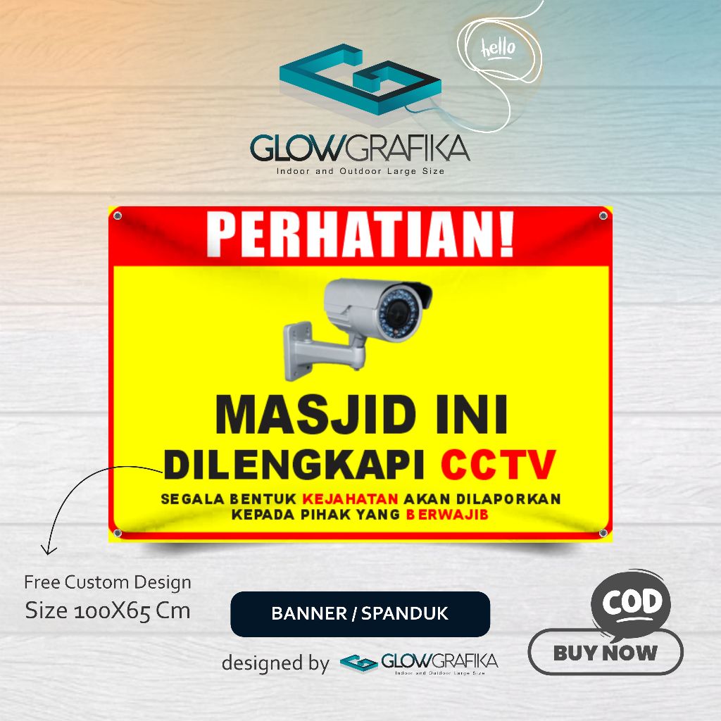 Jual Cetak Spanduk Banner Perhatian Area Ini Dipantau CCTV Model B ...