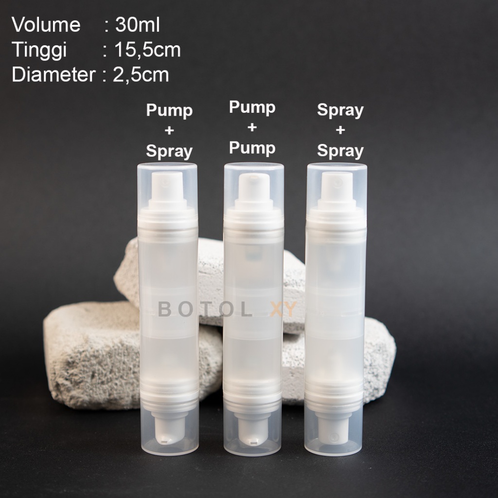 Jual Botol Airless 2 in Spray / Pump 10+10ml - Double Action Dual Twin ...
