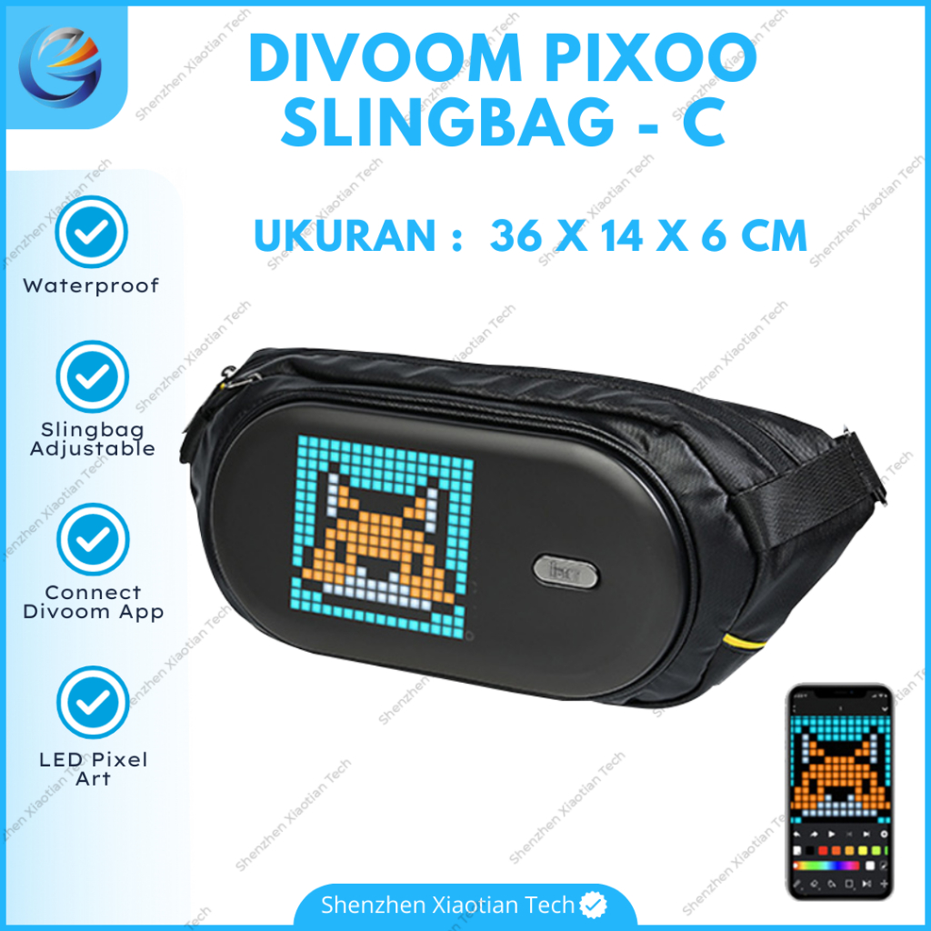 Jual Divoom Pixoo Slingbag-C Pixel Art LED Screen | Divoom Slingbag -C ...