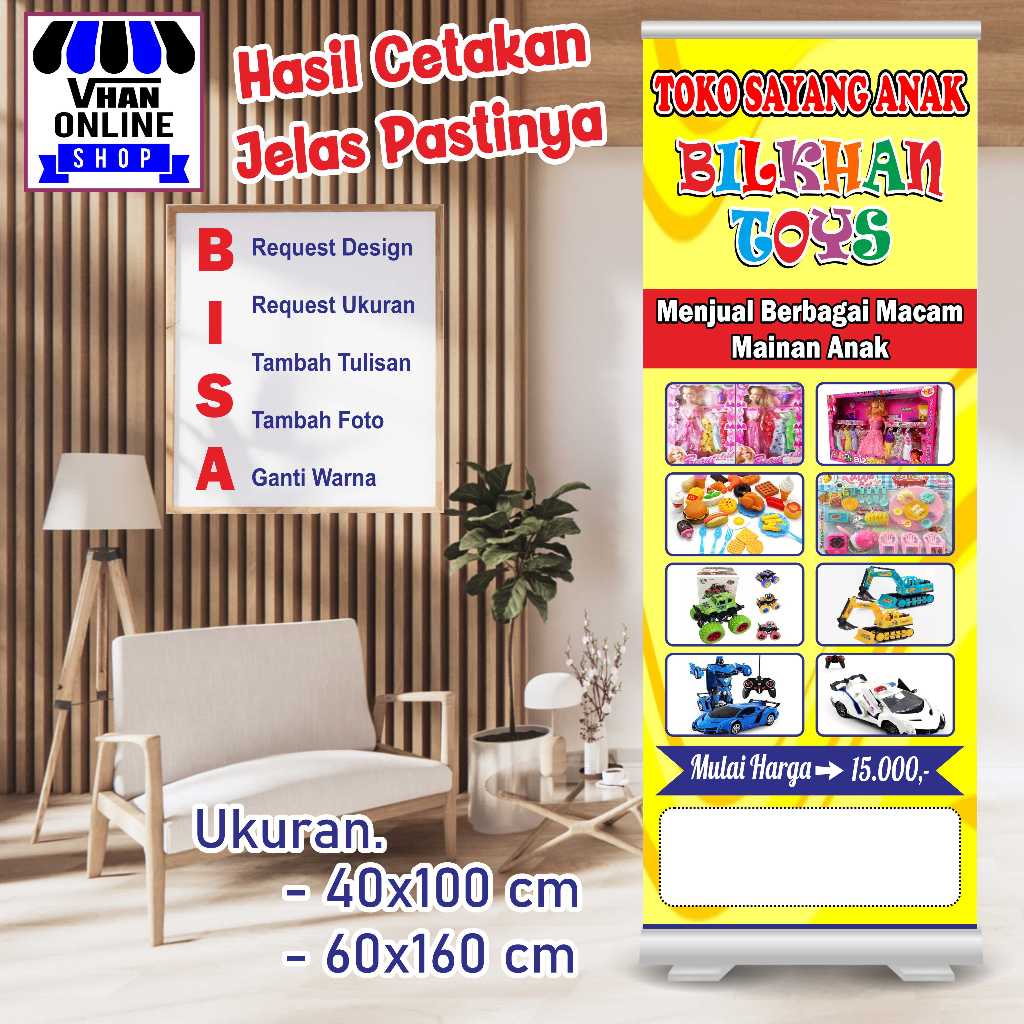 Jual Spanduk Banner Custom Toko Mainan Anak Warna Kuning | Shopee Indonesia