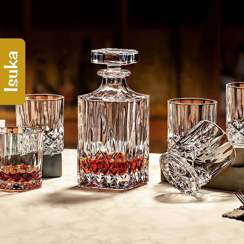 Jual Botol Kaca Whiskey Decanter Bottle Set Plus 6 Gelas Kaca Wine ...