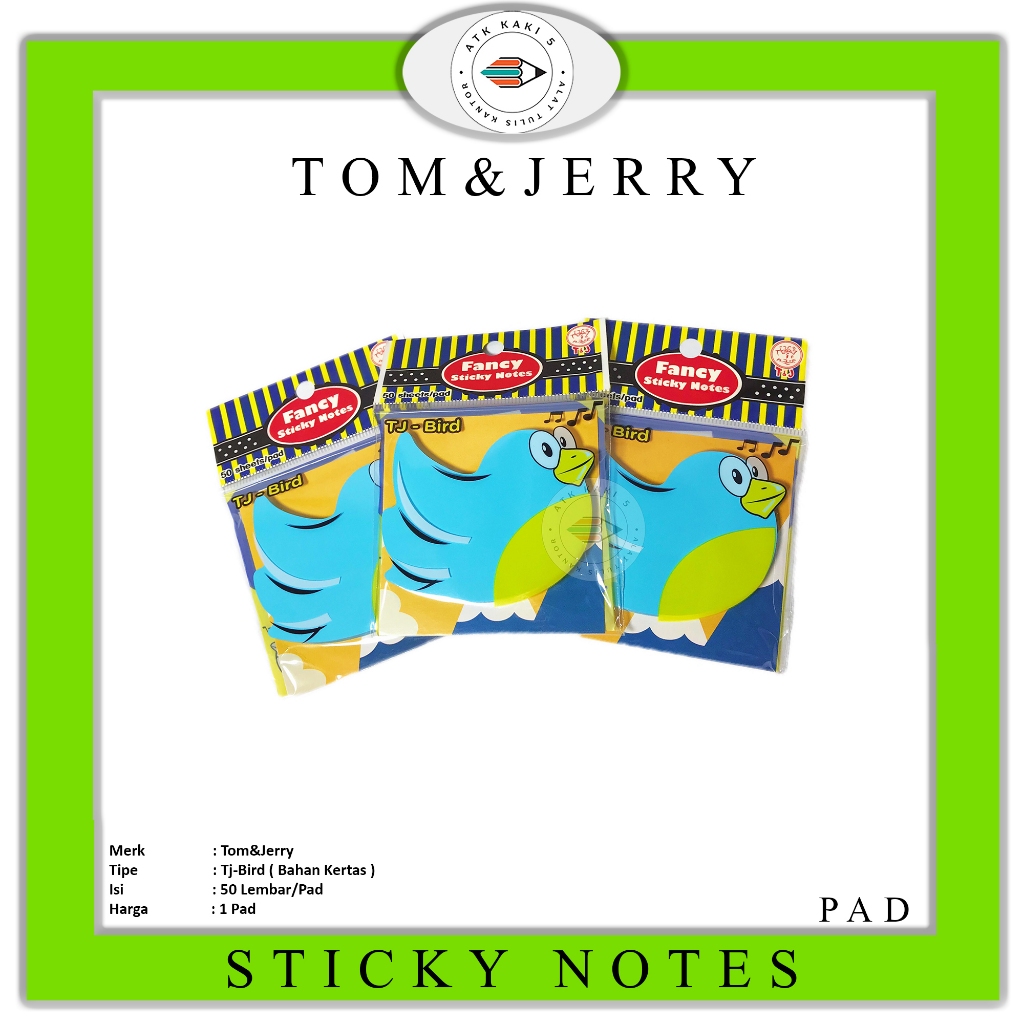 Jual TOM & JERRY - Fancy Sticky Note TJ Burung Biru - Pad | Shopee ...