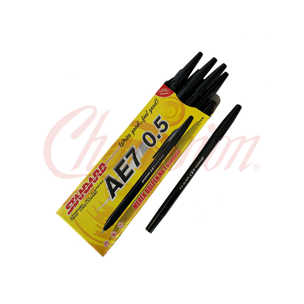 Jual Standard Ballpoint isi 12pc/Standard AE7/Standard Tecno Pulpen Pena 0.5mm warna hitam/merah ...