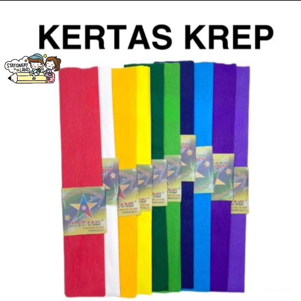 Jual ( StaLand / DAPAT 1 LEMBAR ) KERTAS KREP STAR LEMBARAN / Klobot ...