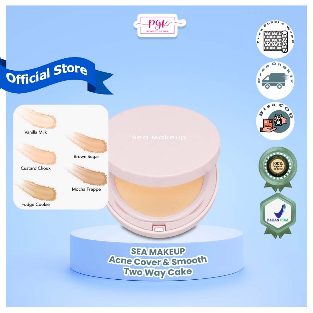 Jual Sea Makeup Acne Cover & Smooth Two Way Cake Pressed Powder and ...