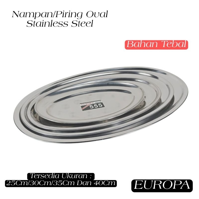 Jual Piring Saji Oval Nampan Oval Stainless Tebal Kukus Tim Ikan Sate ...