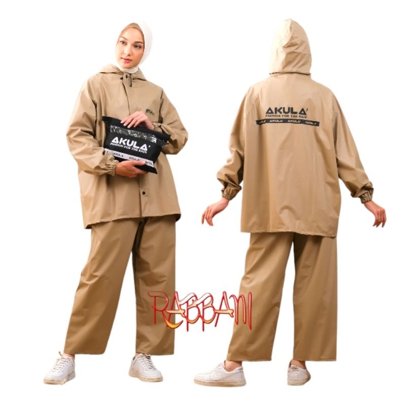Jual Jas Hujan Raincoat Pria Wanita Setelan Baju Celana by Akula Terbaik Anti Rembes Mocca ...