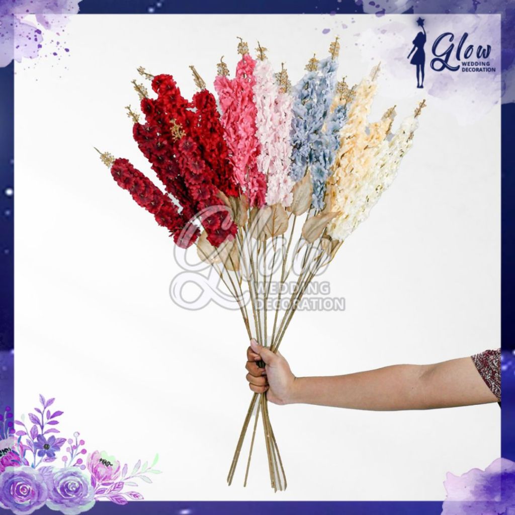 Jual Delphinium Spring Cabang 3 Bunga Hyacinth Imitasi Palsu Tangkai ...