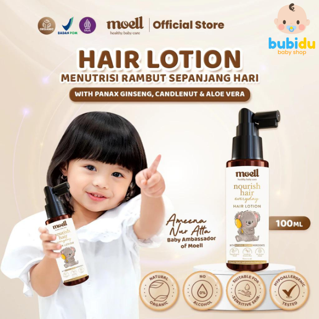 Jual MOELL Baby Hair Lotion 100ml | Minyak Penumbuh Penyubur Rambut ...