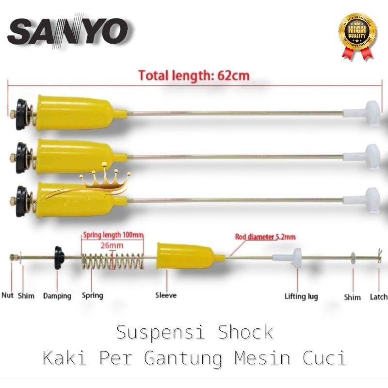 Jual Sanyo Suspensi Shock Breaker Per Gantung Mesin Cuci 1 Tabung Top ...
