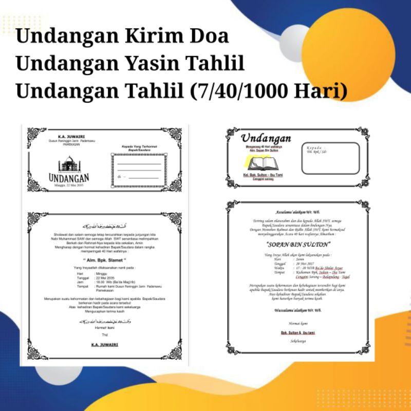 Jual UNDANGAN YASIN TAHLIL JASA EDIT KETIK KIRIM DOA 7 HARI 100 HARI ...