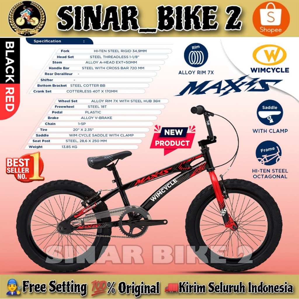Jual Sepeda Anak Laki BMX WIMCYCLE MAXIS MAXXIS Ukuran 20 Inch Usia 8 ...